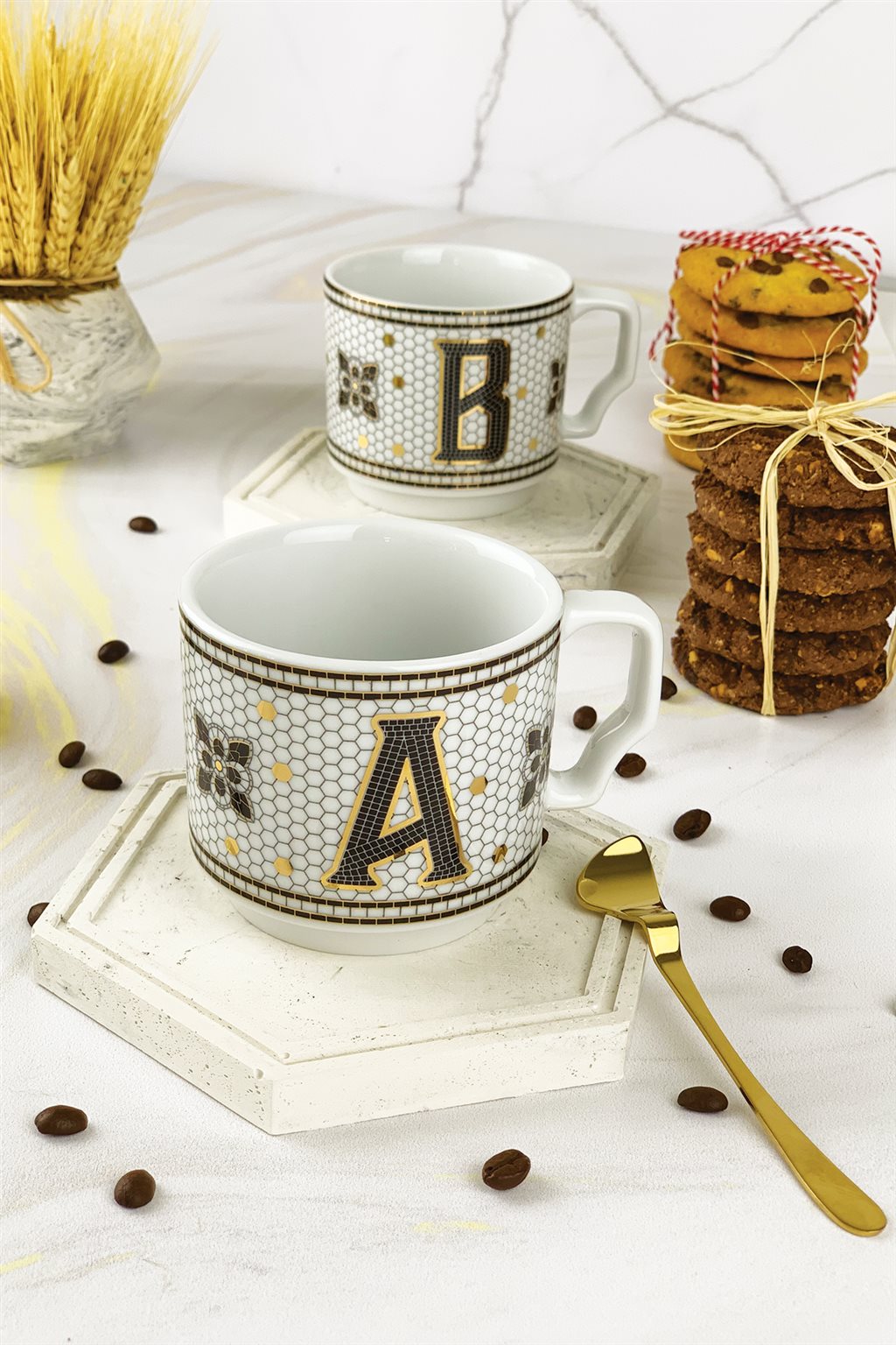 Hermione Monogram Porcelain Letter Mug - Letter A