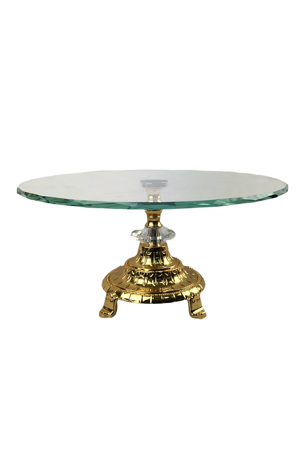 Gold Leg Crystal Round Presentation Stand