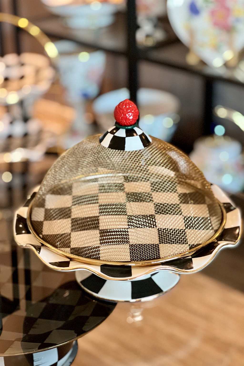 Checkered Black Big Size Cake Stand