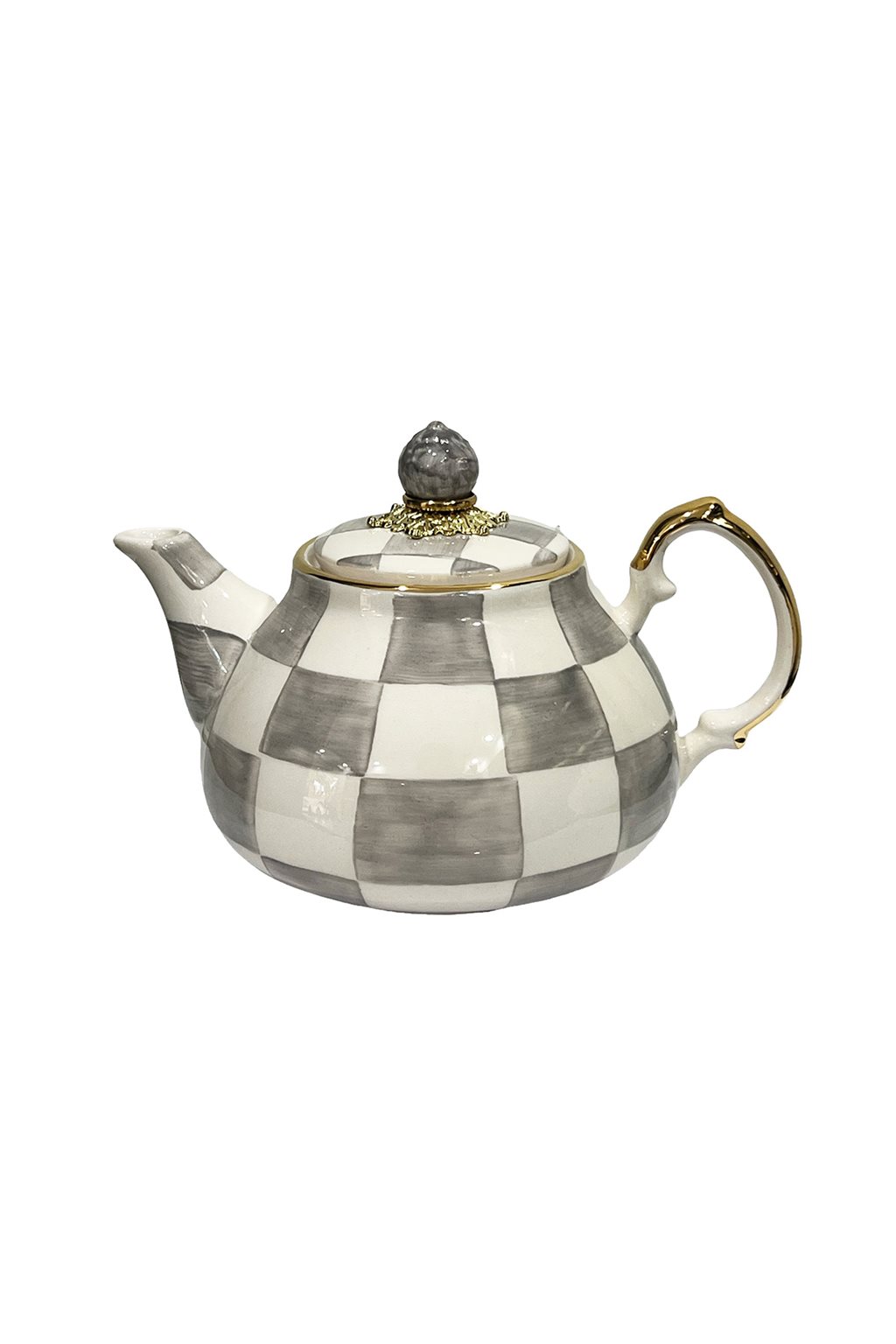 Checkered Gray Chubby Teapot