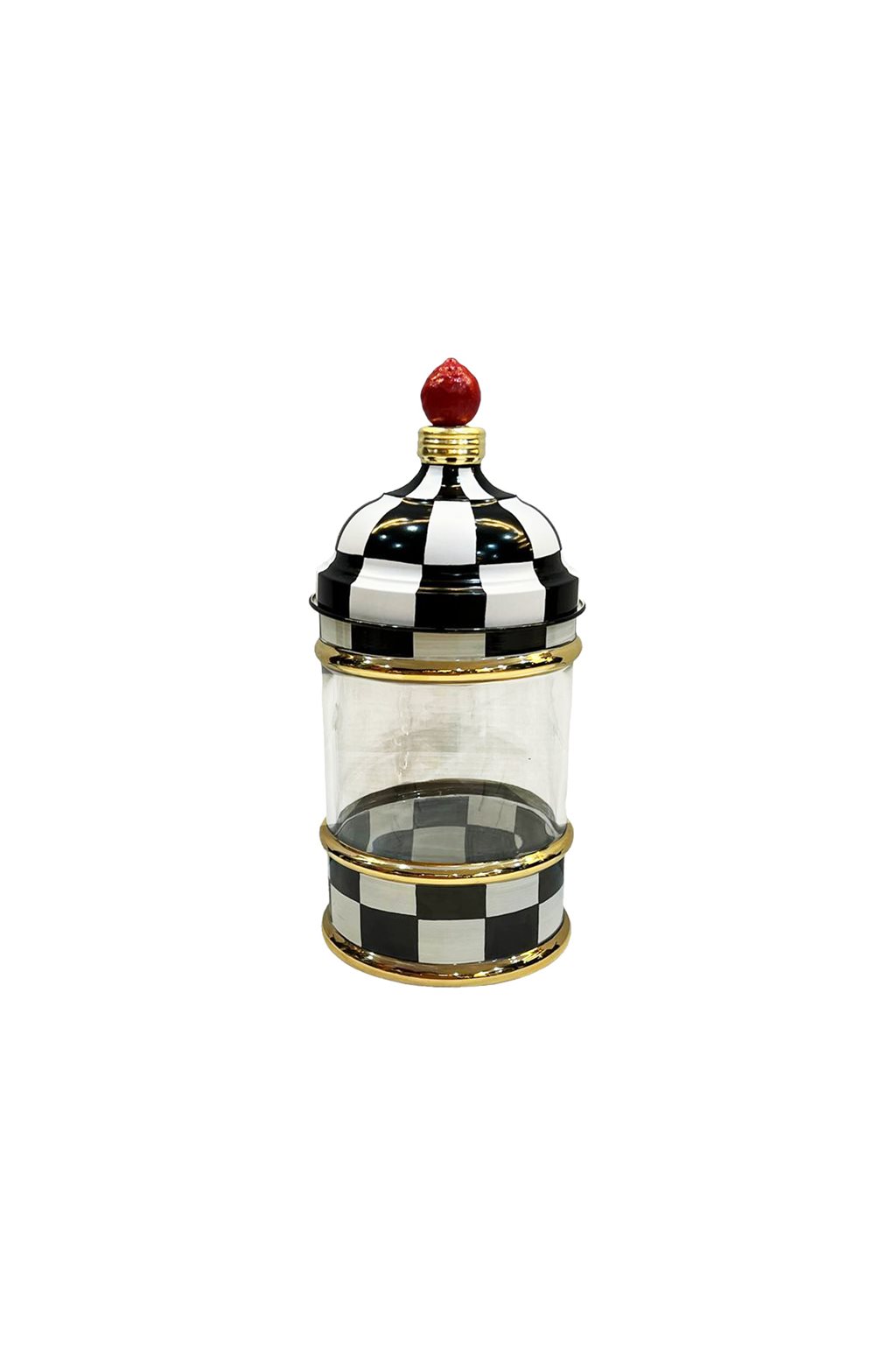 Checkered Black 30cm Glass Jar