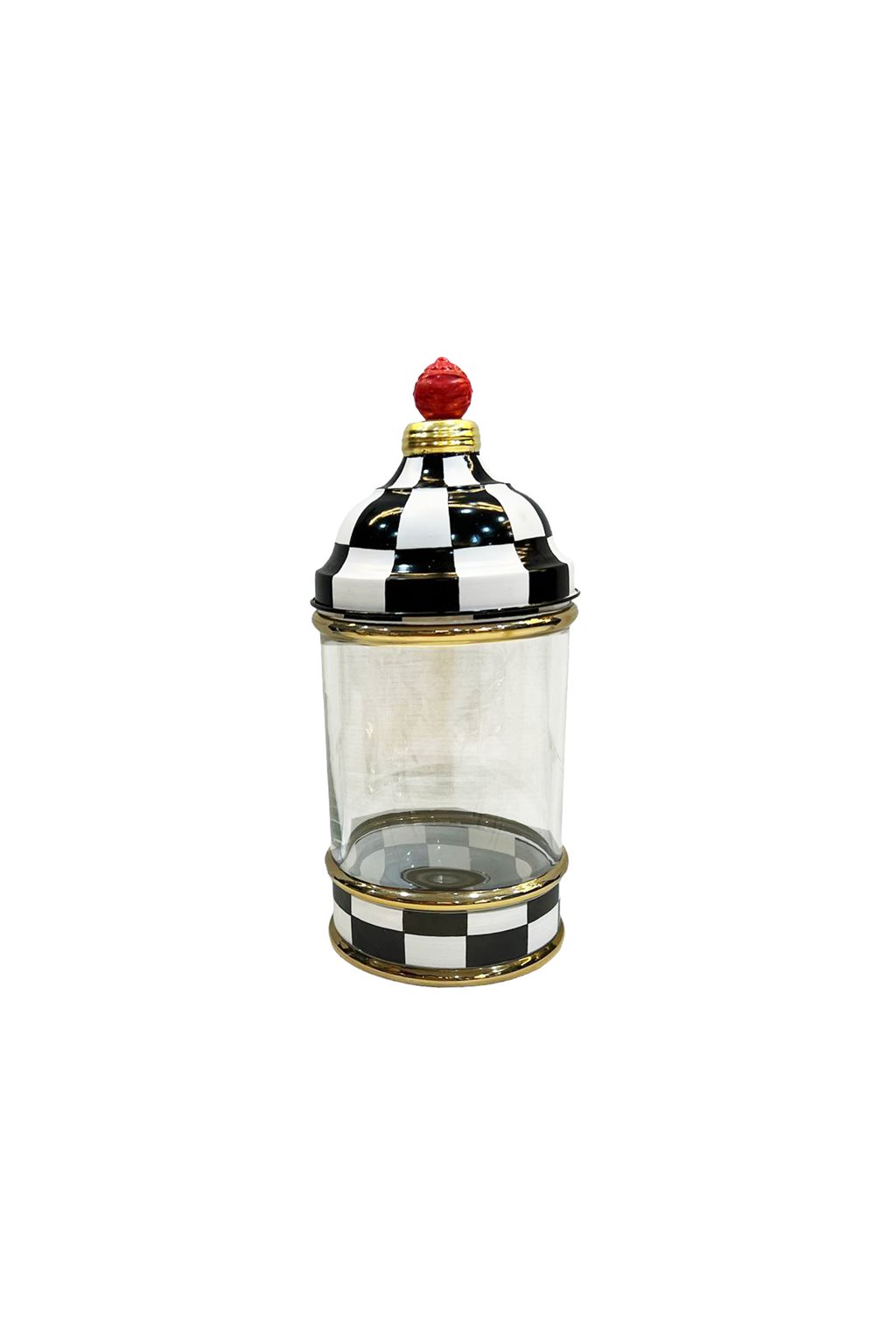 Checkered Black 35cm Glass Jar