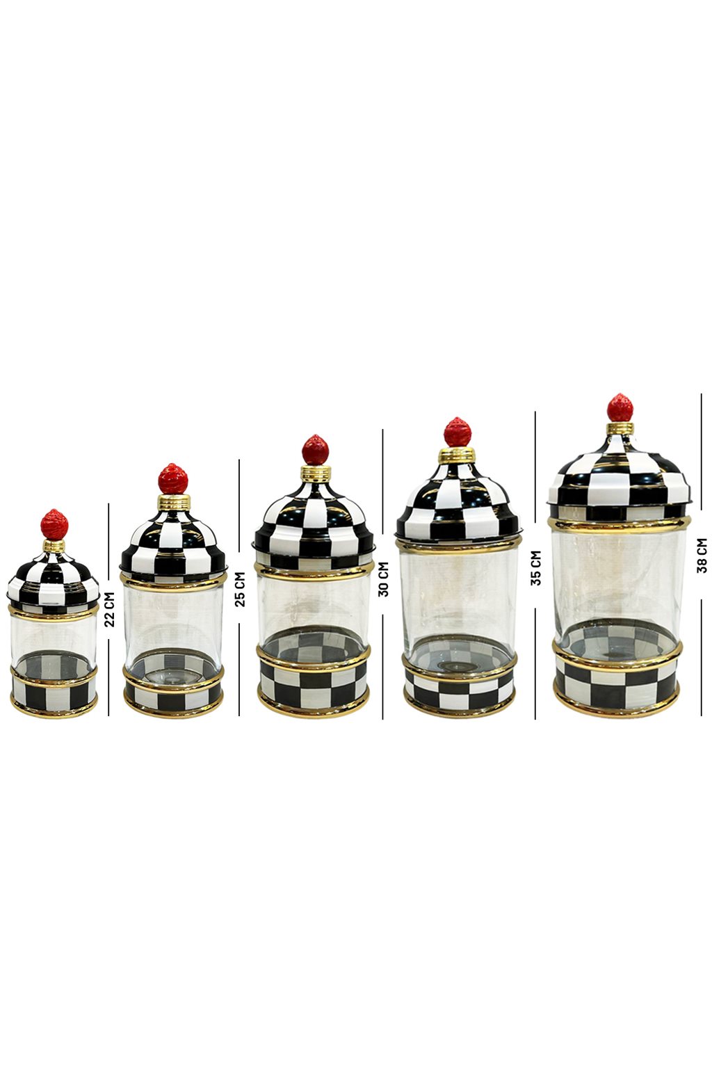 Checkered Black 30cm Glass Jar