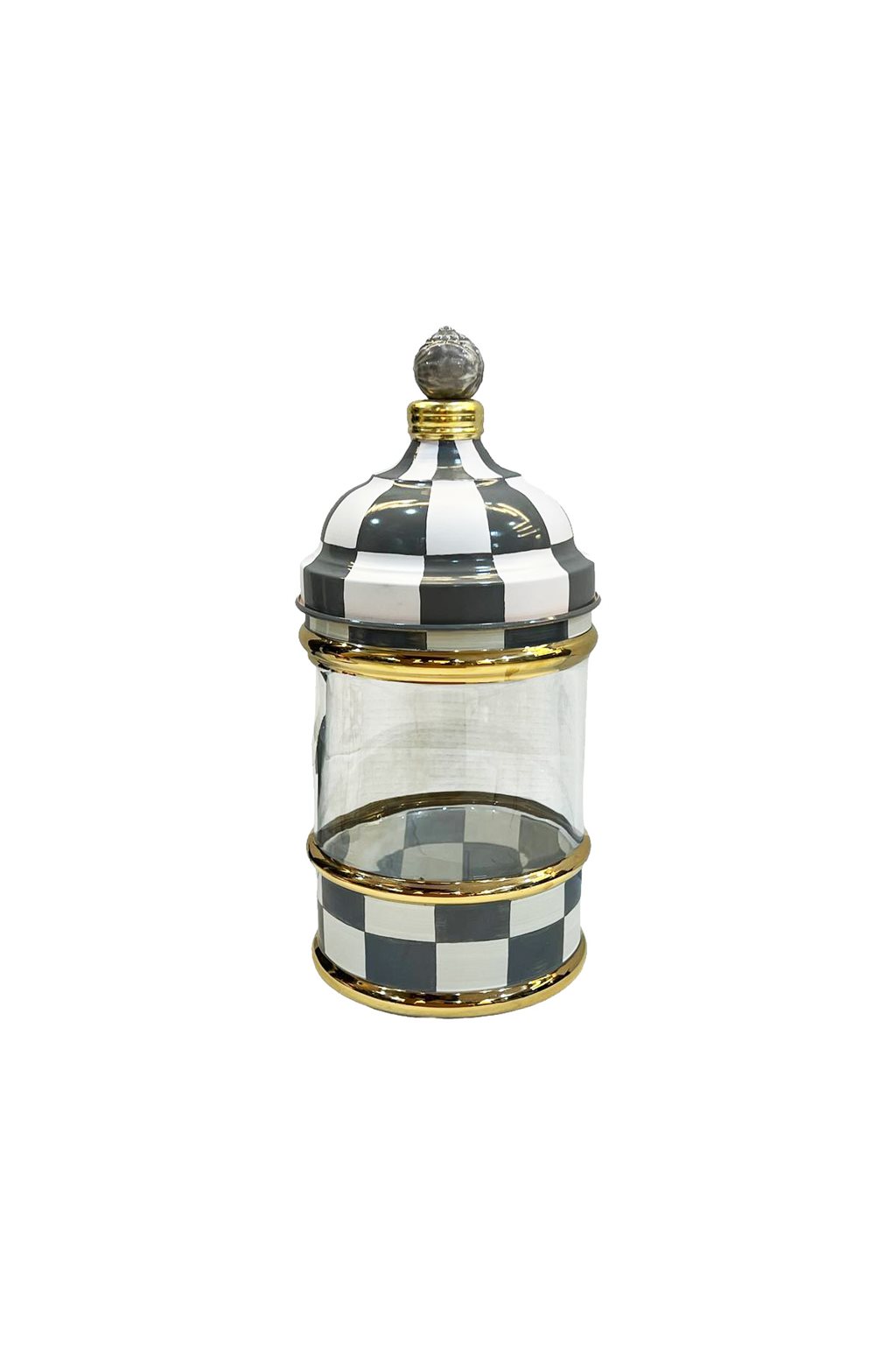 Checkered Gray 30cm Glass Jar