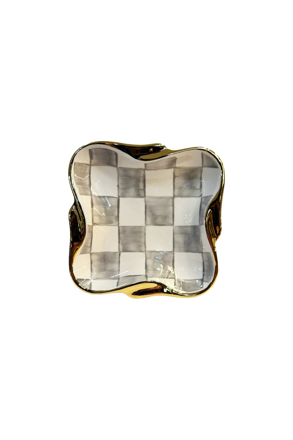 Checkered Gray Breakfast and Snack Plate