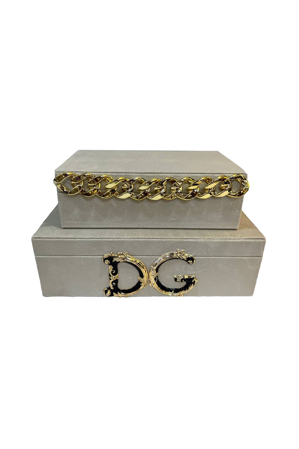 Decorative DG Pattern Cream 2-Pack Velvet Box