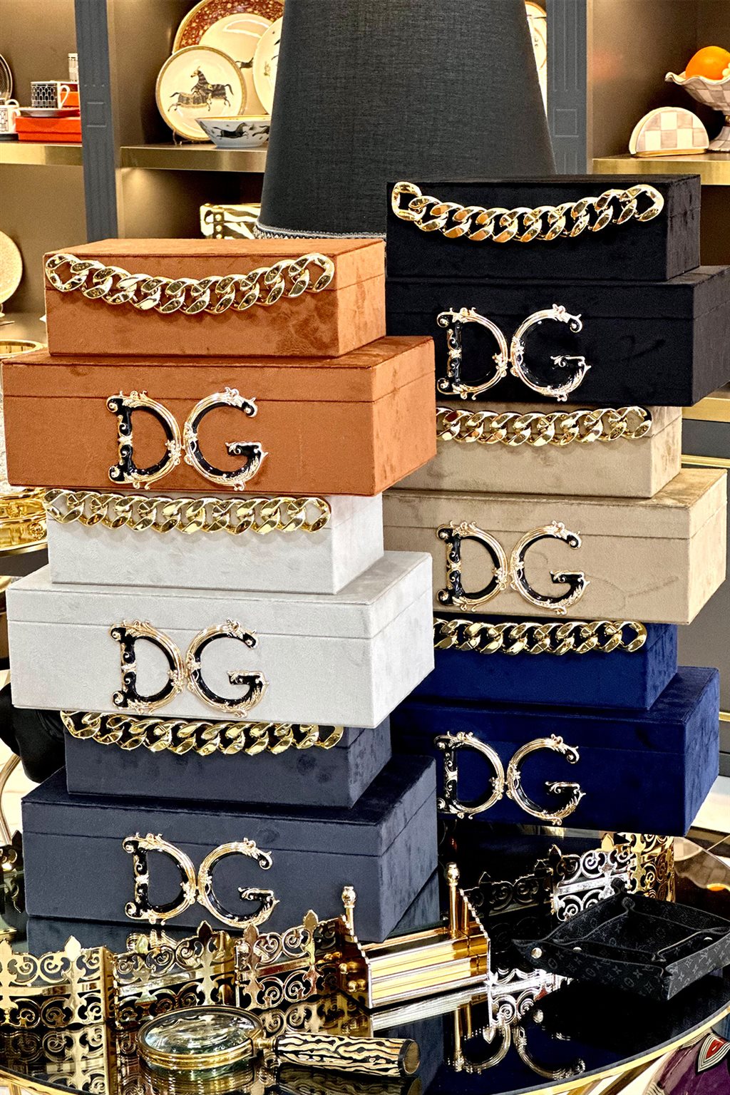 Dekoratif DG Desen Siyah 2'li Kadife Kutu