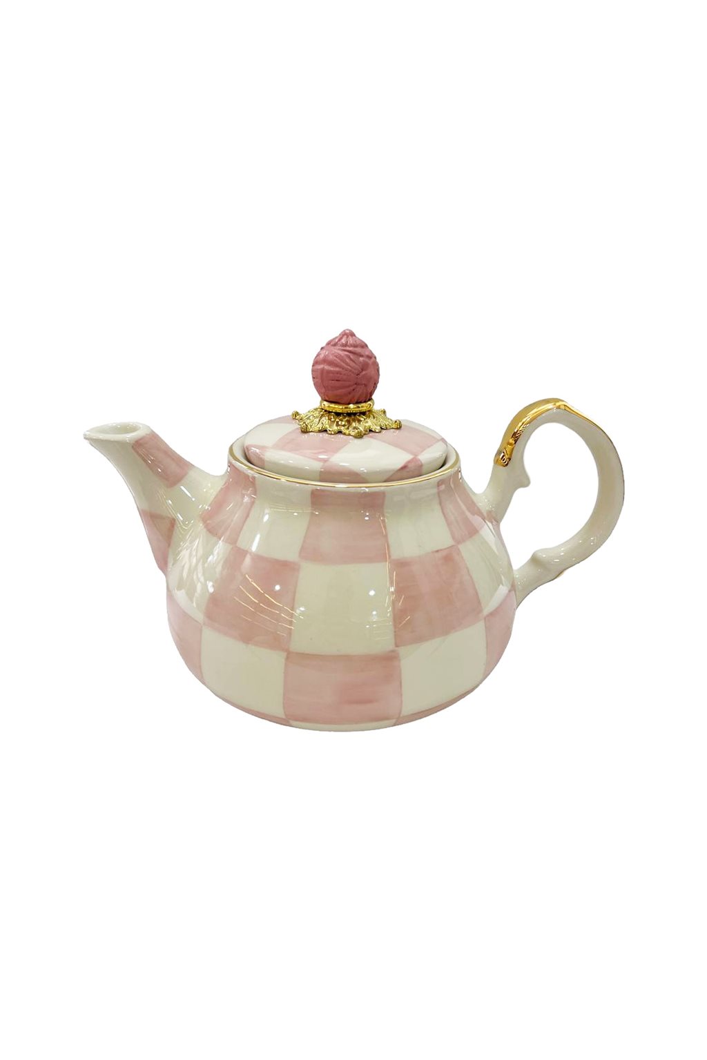 Checkered Pink Chubby Teapot