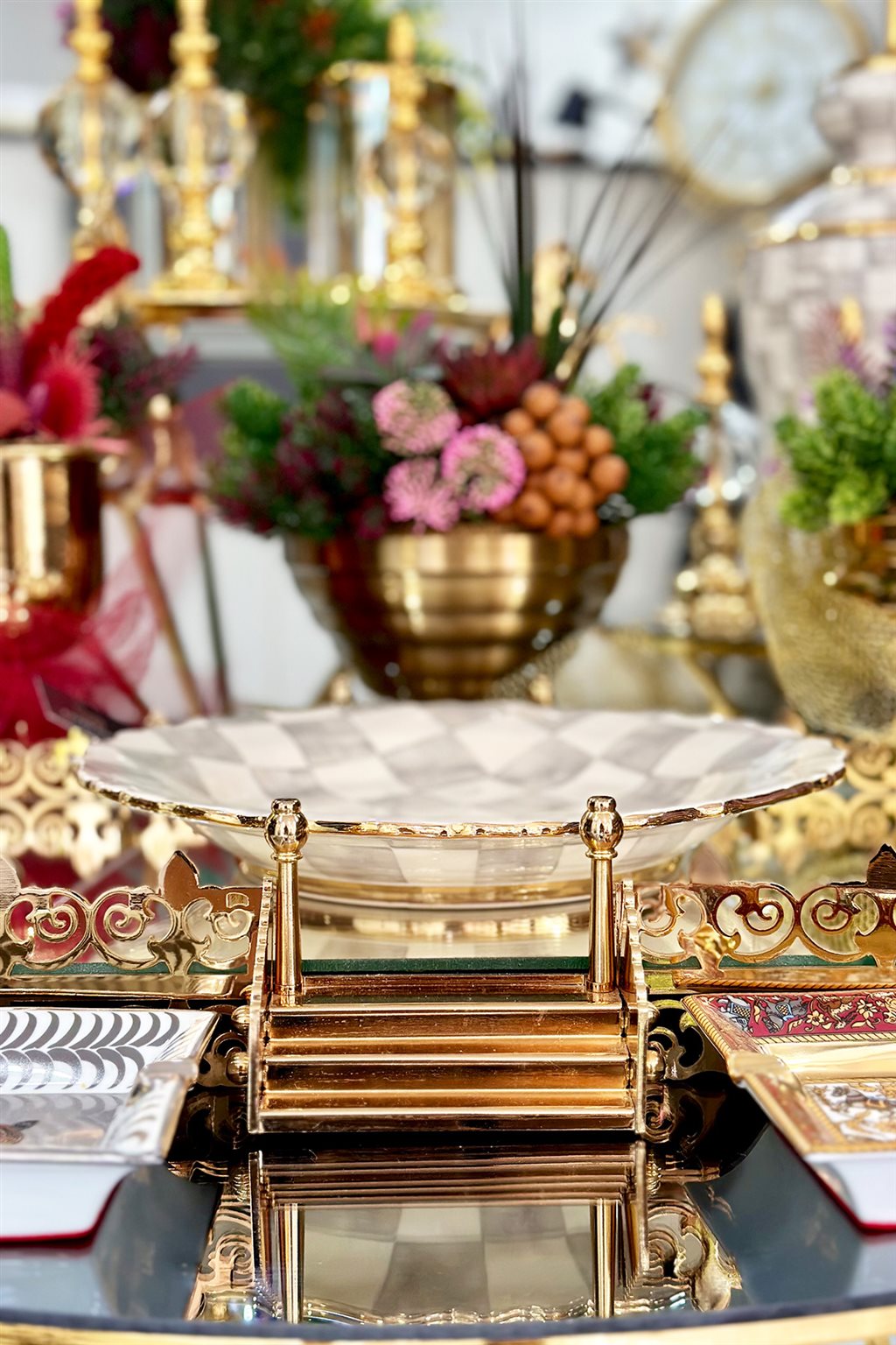 Damalı Gri 31cm Lenger Tabak