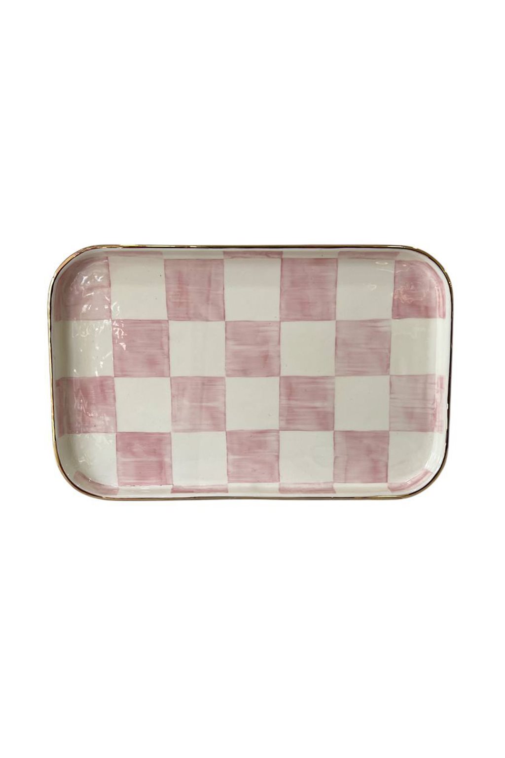 Checkered Pink Rectangular Presentation Tray